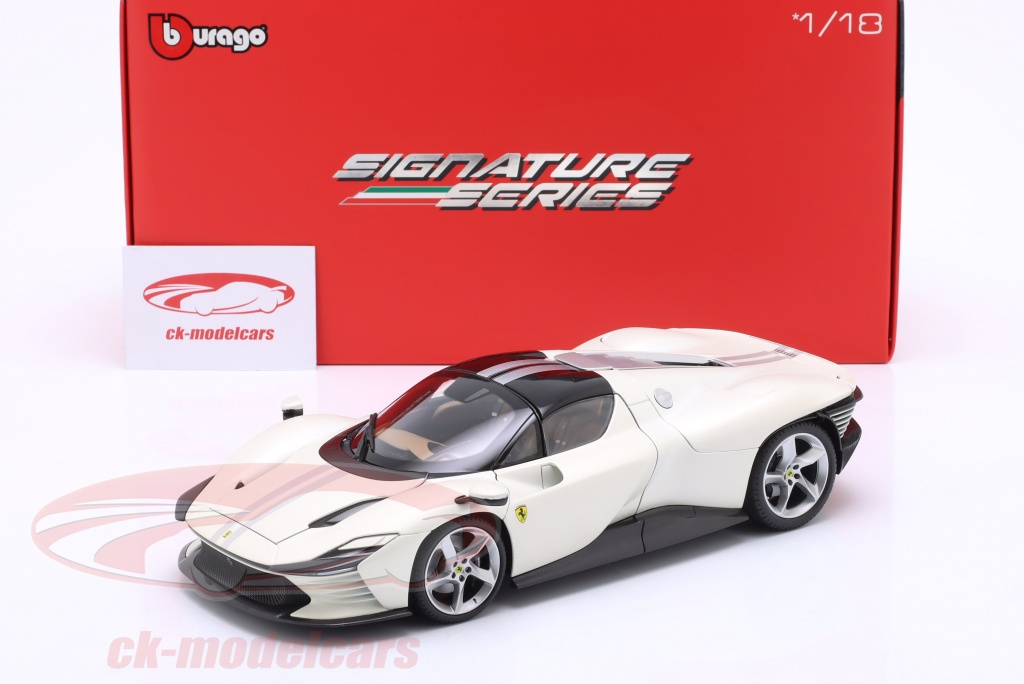 Bburago 1:18 Ferrari Daytona SP3 Closed Top 2022 blanc Signature 18-16912 modèle voiture 18 ...