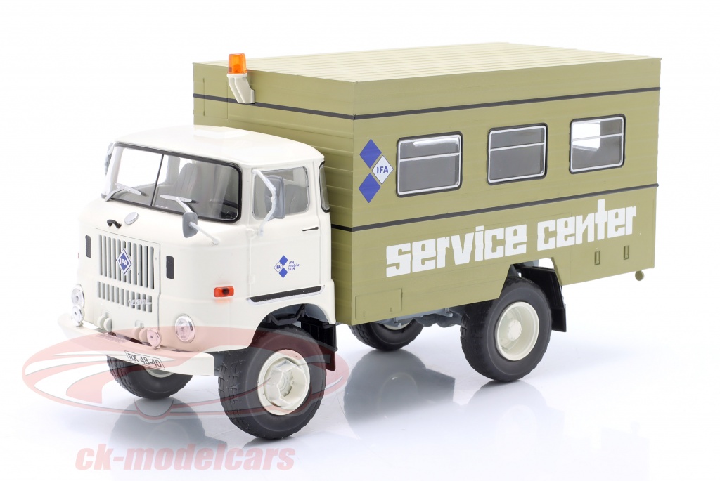 Schuco 1:32 IFA W50 caminhão baú Fortschritt-Service verde / branco 450786100 modelo carro ...
