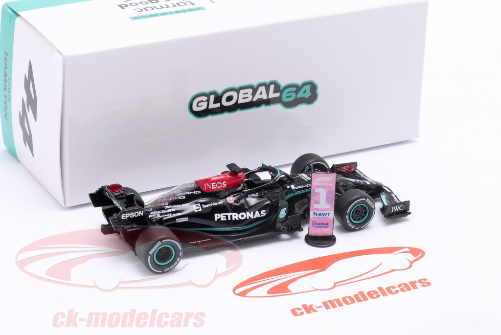 Tarmac Works 1:64 L. Hamilton 梅赛德斯AMG F1 W12 #44 优胜者 英国人 GP 公式 1 2021 ...