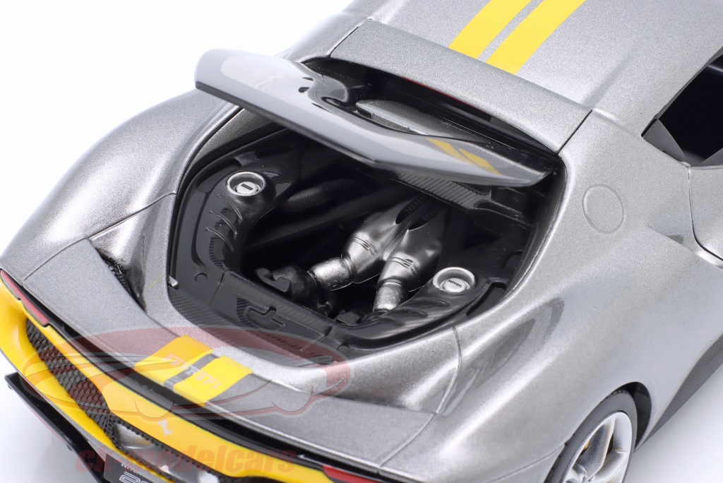 Bburago 1:18 Ferrari 296 GTB Assetto Fiorano 建设年份 2022 灰色的 金属的 / 黄色的 18 ...