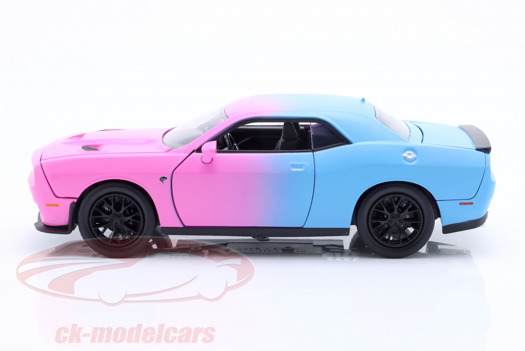 Jadatoys 1:24 Pink Slips Dodge Challenger SRT Hellcat 2015 粉色的 / 浅蓝色 ...