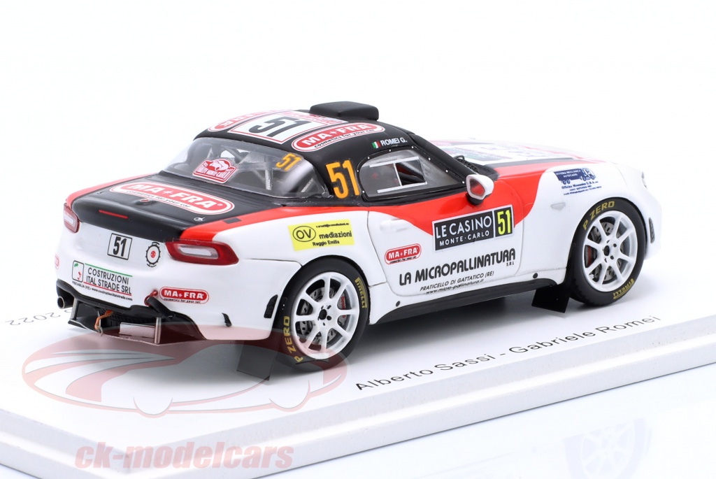 Spark 1:43 Abarth 124 RGT #51 rally Monte Carlo 2022 Sassi, Romei S6703 ...