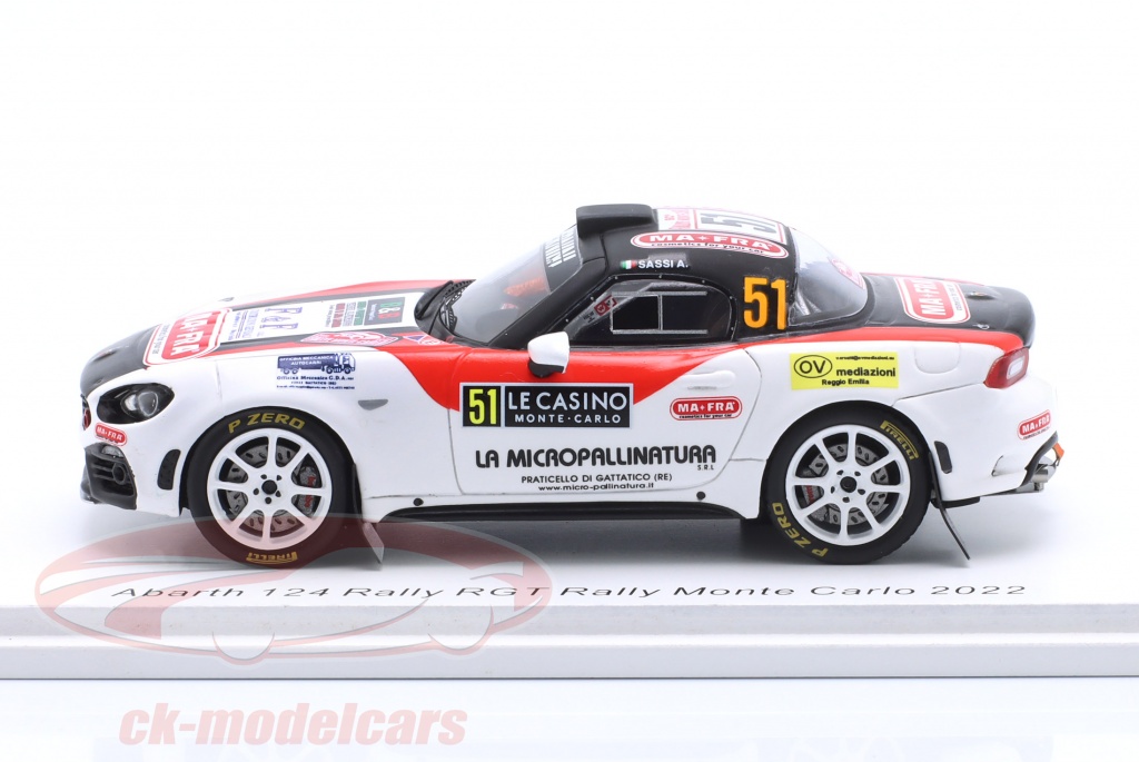 Spark 1:43 Abarth 124 RGT #51 rally Monte Carlo 2022 Sassi, Romei S6703 ...