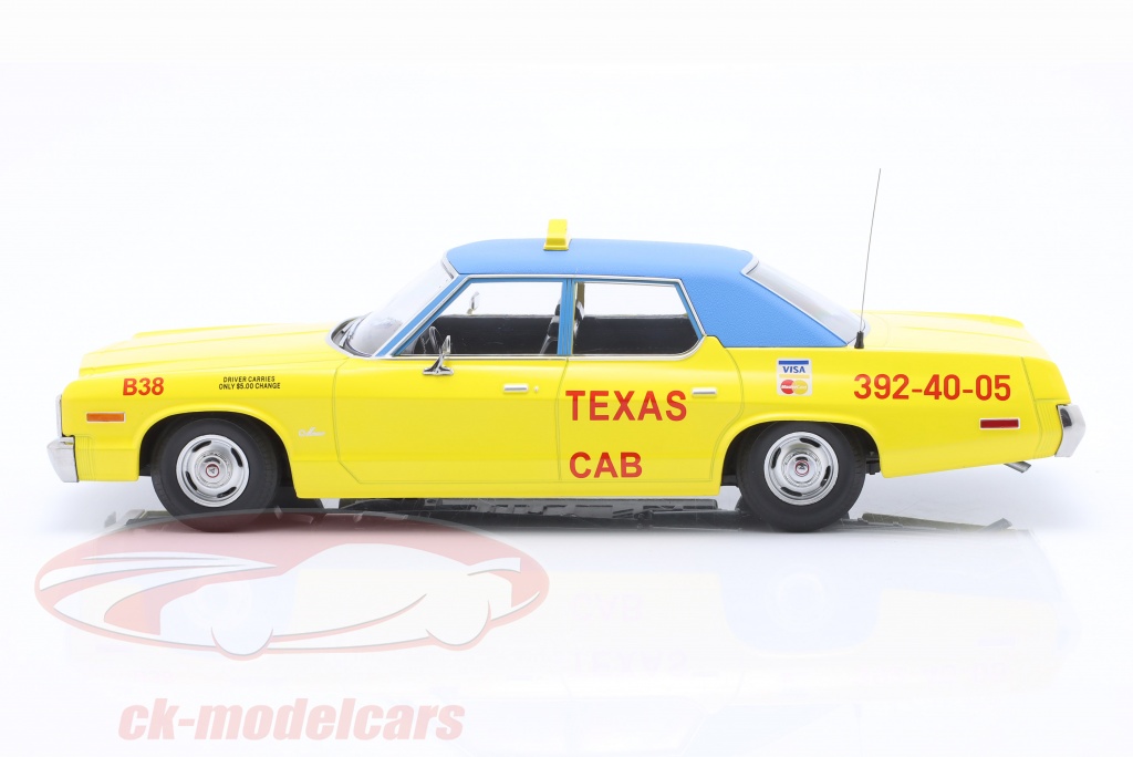 KK-Scale 1:18 Dodge Monaco taxi Texas 1974 geel / blauw KKDC181126 ...