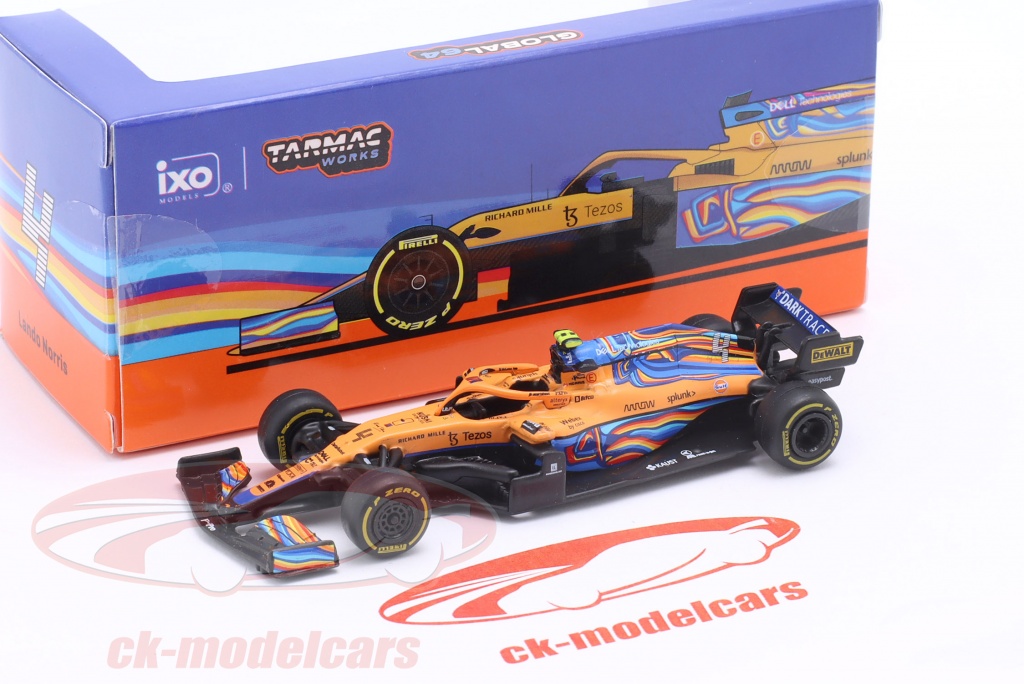 True Scale 1:64 Lando Norris McLaren MCL35M #4 Abu dhabi GP Fórmula 1 2021 Tarmac Works T64G ...