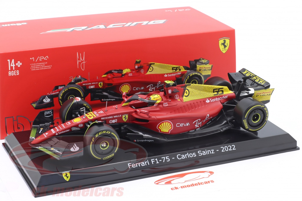 Bburago 1:24 Carlos Sainz Jr. Ferrari F1-75 #55 4th Italian GP Formula ...