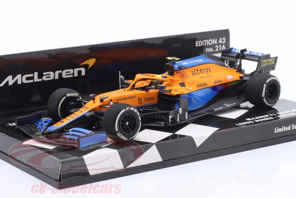 Minichamps 1:43 Lando Norris McLaren MCL35M #4 2e Italië GP Formule 1 2021 537215804 model auto ...