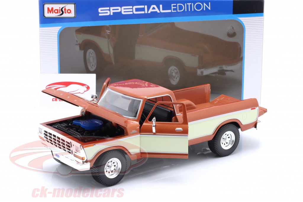 Maisto 1:18 Ford F150 Pick-Up 建设年份 1979 棕色的 金属的 / 奶油 白色的 31462 模型 汽车 ...