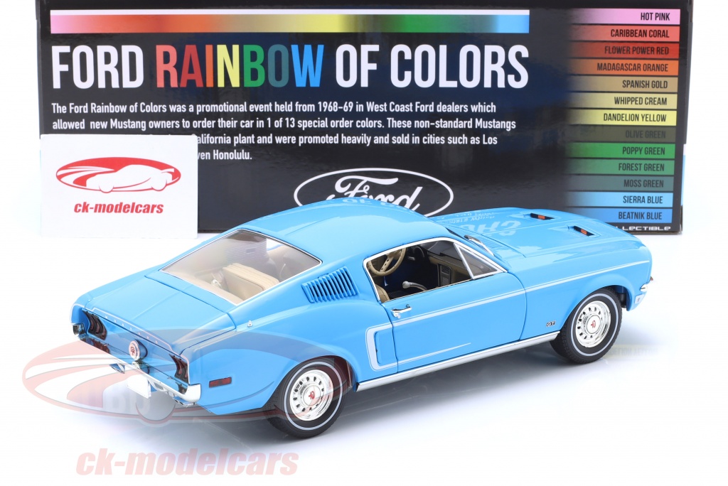 Greenlight 1:18 Ford Mustang Fastback rainbow of colours 建设年份 1968 ...