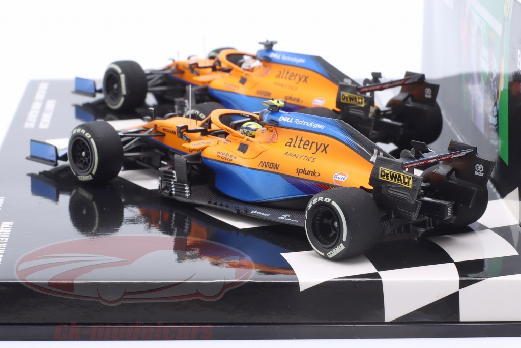 Minichamps 1:43 2-Car Set Ricciardo #3 优胜者 & Norris #4 第二名 意大利 GP 公式 1 ...