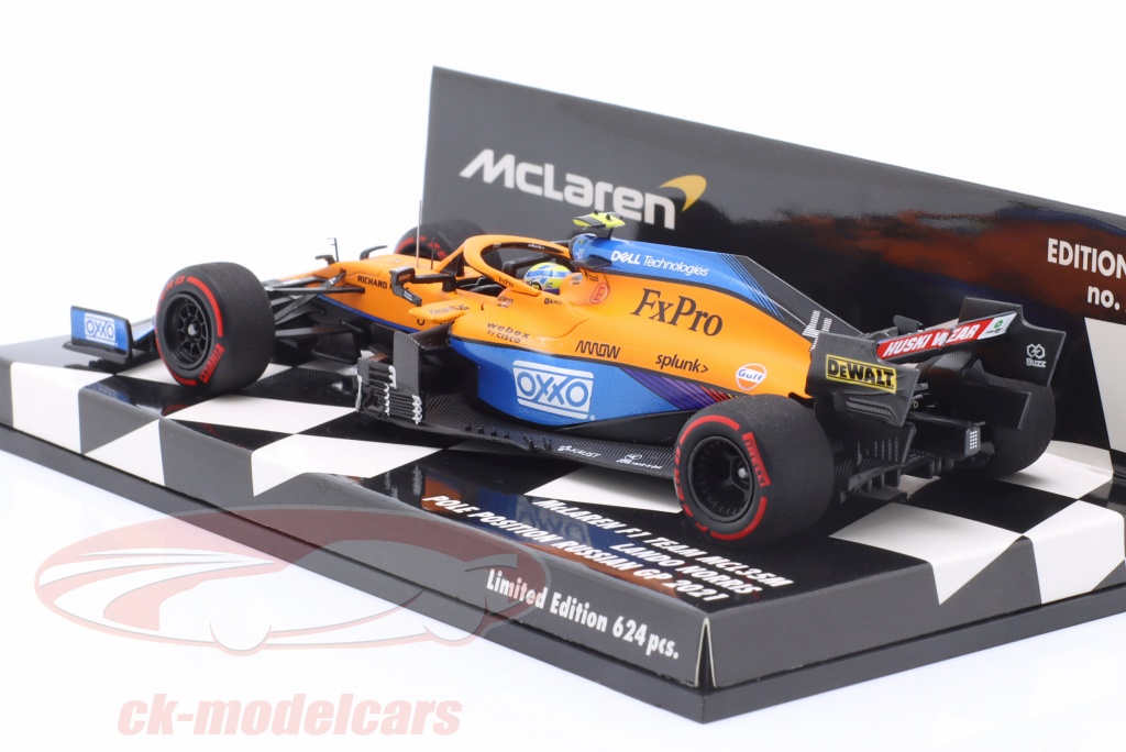 Minichamps 1:43 Lando Norris McLaren MCL35M #4 Poles position Russia GP ...