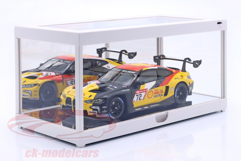 single showcase white with LED lighting and Mirror for scale 1:18 ...