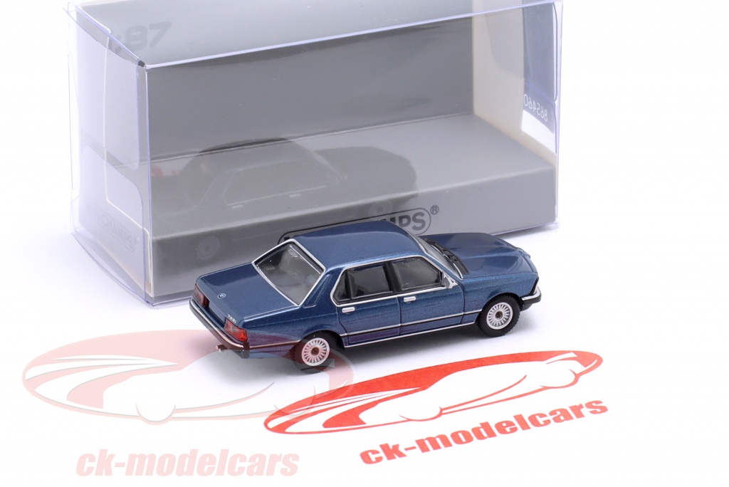 Minichamps 1:87 BMW 733I (E23) year 1977 blue metallic 870020402 model ...