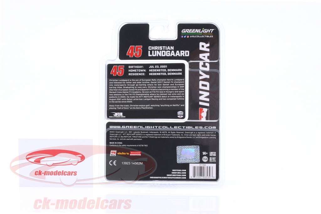 Greenlight 1:43 Christian Lundgaard Honda #45 IndyCar Series 2023 1:64 ...