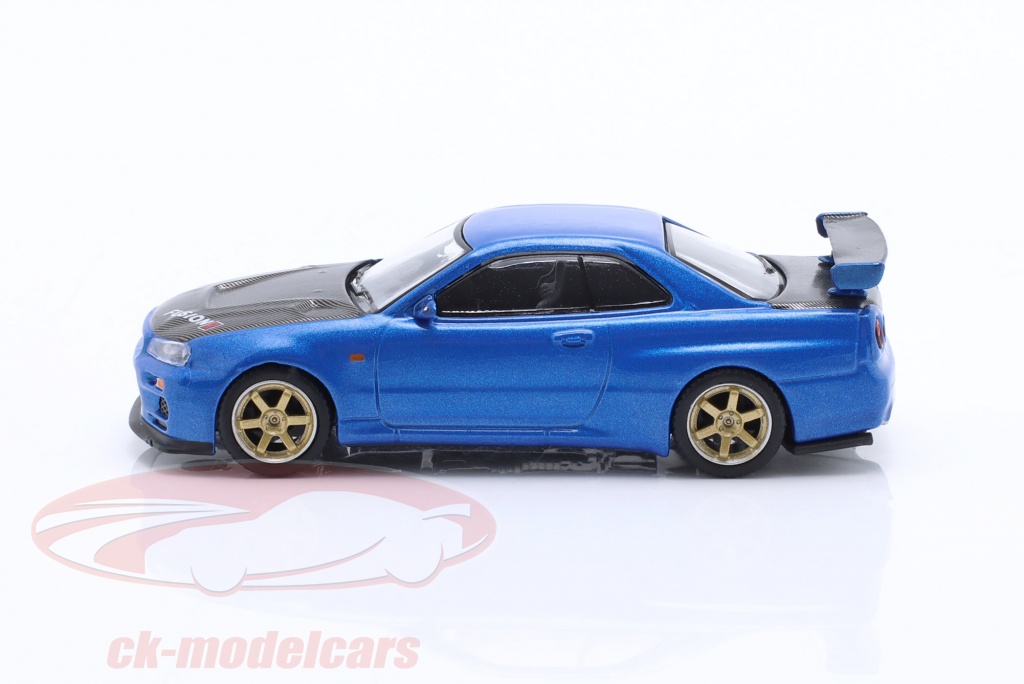 True Scale 1:64 Nissan Skyline GT-R (R34) Top Secret RHD bayside 蓝色的 ...