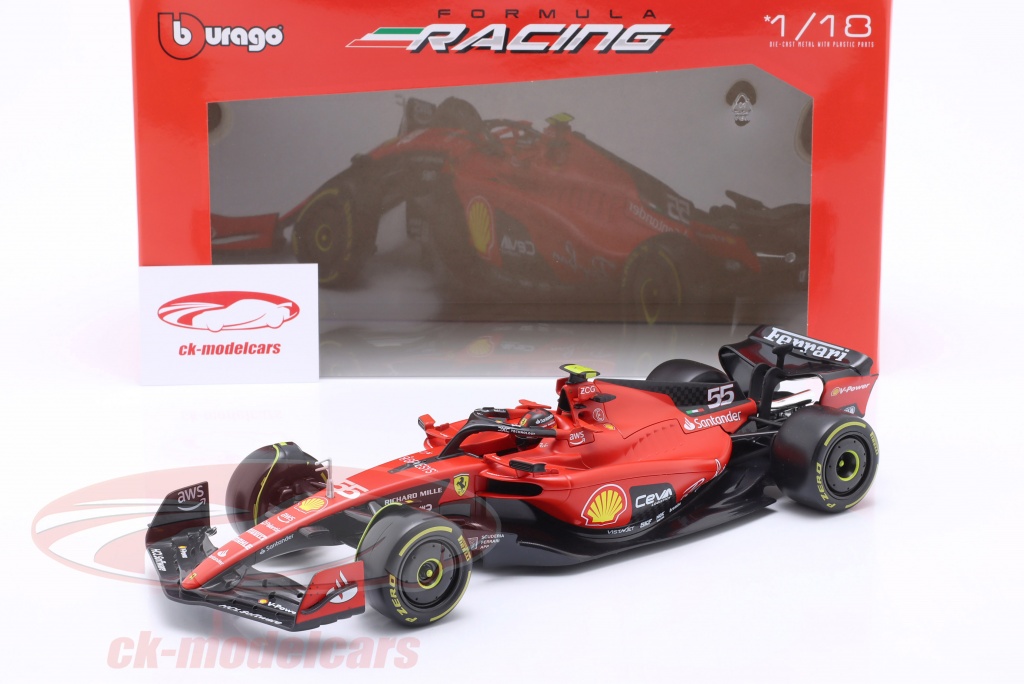 Bburago 1:18 Carlos Sainz Jr. Ferrari SF-23 #55 Formula 1 2023 18-16812 ...