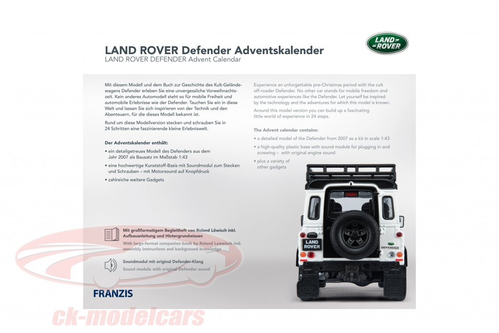 Land Rover Defender Advent Calendar: Land Rover Defender white 1:43 ...