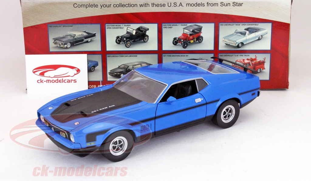 Sun Star Models 1:18 Mustang Boss 351 1971 blue 3601 model car 3601 ...