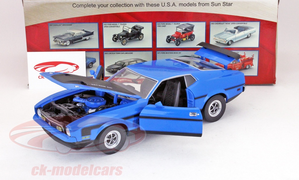 Sun Star Models 1:18 Mustang Boss 351 1971 blue 3601 model car 3601 ...