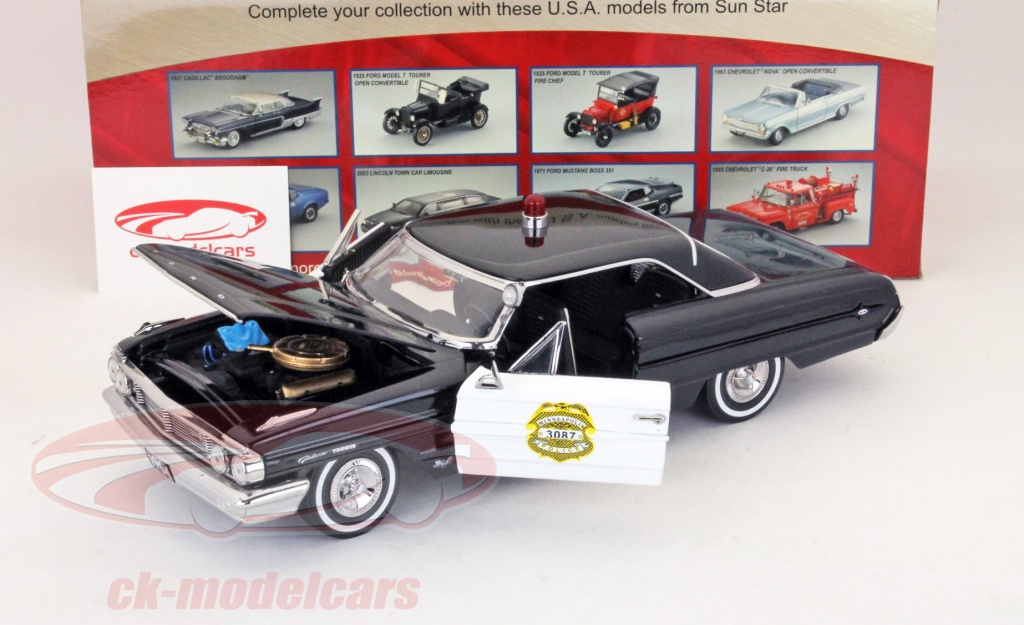 Sun Star Models 1:18 Ford Galaxie 500 police minneapolis 1964 black ...