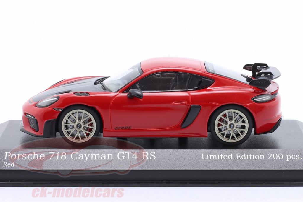 Minichamps 1:43 Porsche 718 (982) Cayman GT4 RS 2021 red / Neodymium rims 413069716 model car ...