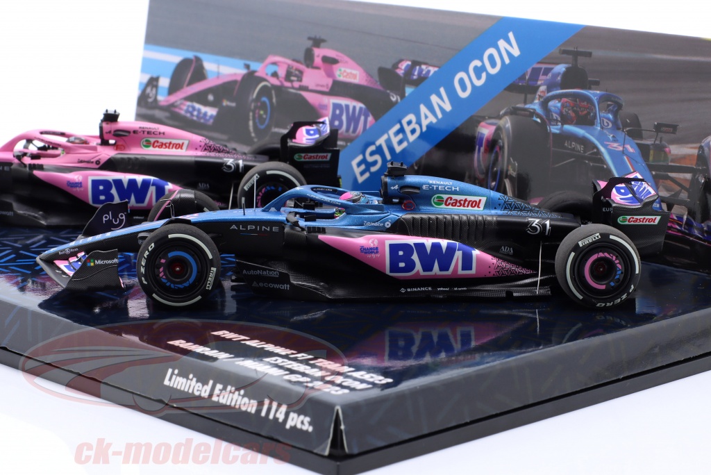 Minichamps 1:43 2-Car Set Esteban Ocon #31 Bahrain & Miami GP Formula 1 ...
