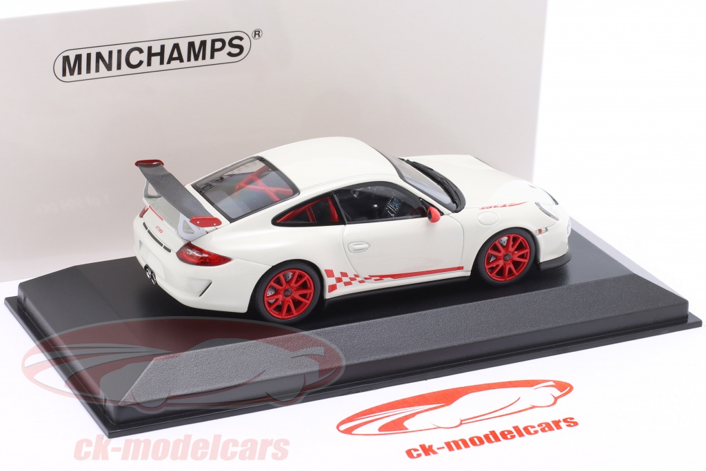 Minichamps 1:43 Porsche 911 (997.II) GT3 RS 3.8 Baujahr 2009 weiß mit rotem Dekor 403069116 ...
