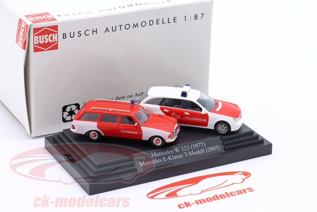 Busch 1:87 2 Car Set Cuerpo de Bomberos Mercedes Benz W 123 & Mercedes ...