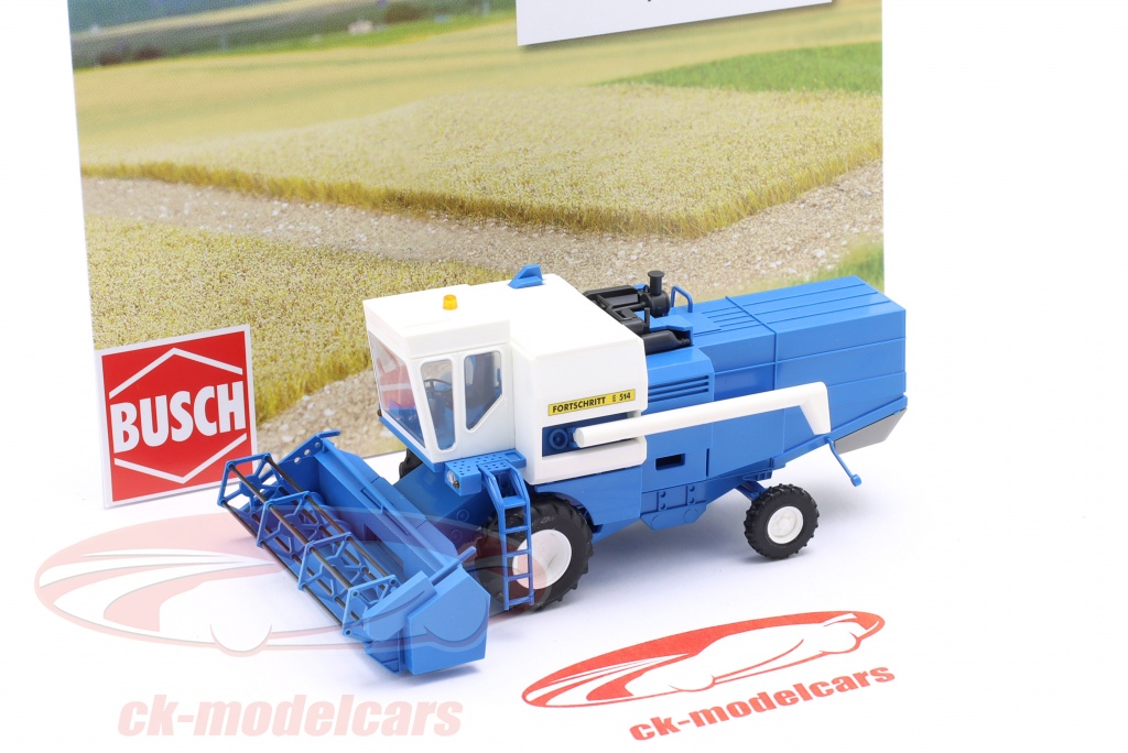 Busch 1:87 Oogstmachine Fortschritt E 514 Bouwjaar 1982 blauw / wit ...