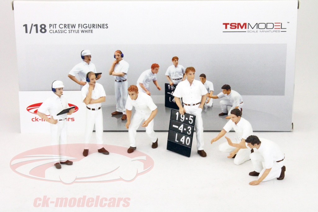 True Scale 1:18 Formula 1 Boxing stop Figure Set Classic Style white ...
