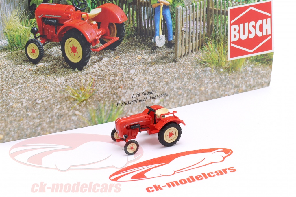 Busch 1:87 Porsche Junior K tractor year 1957 red 50000 50000 4001738500004