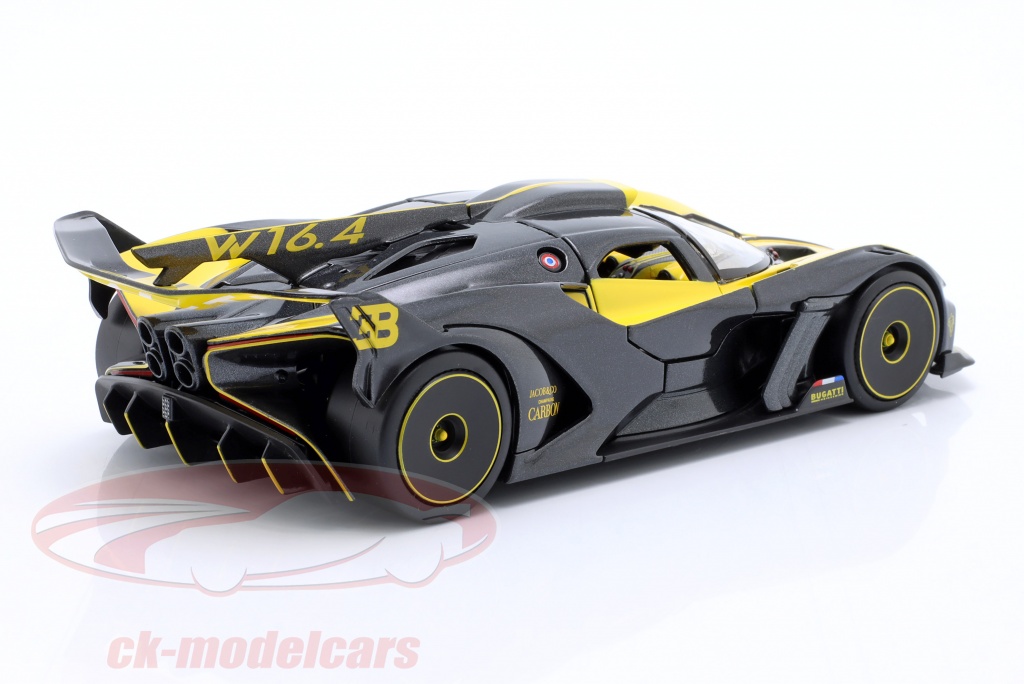 Maisto 1:24 Bugatti Bolide W16.4 year 2020 yellow / carbon 32911Y model ...