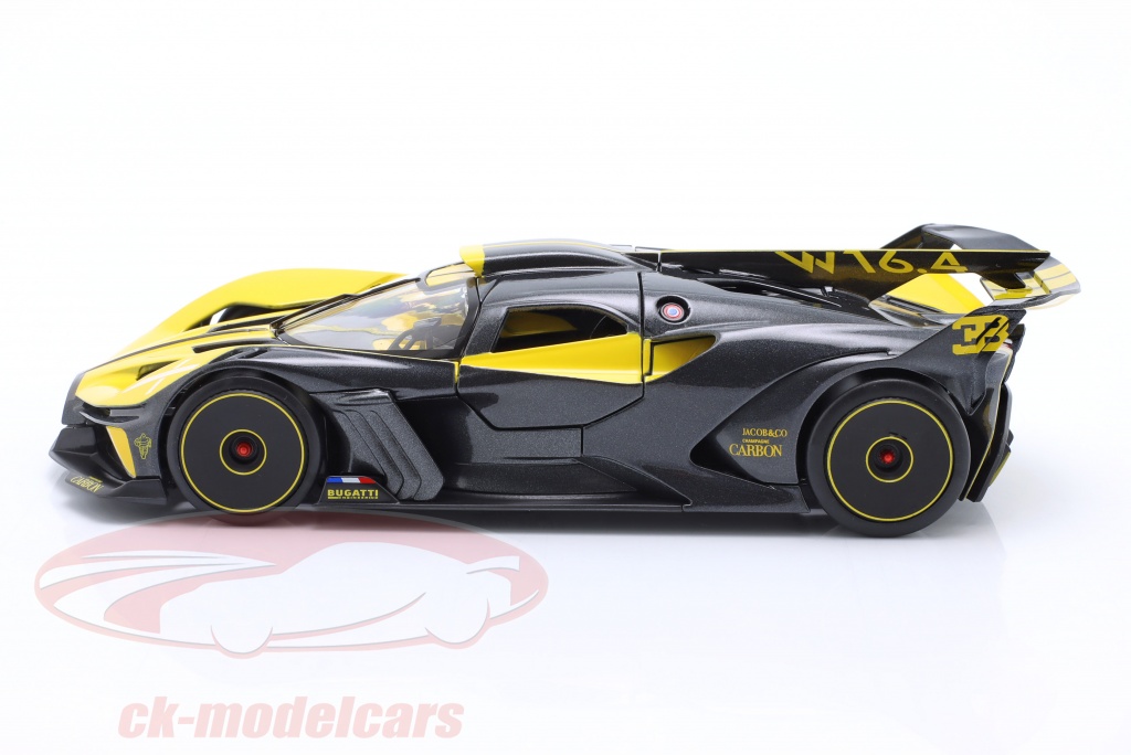 Maisto 1:24 Bugatti Bolide W16.4 year 2020 yellow / carbon 32911Y model ...