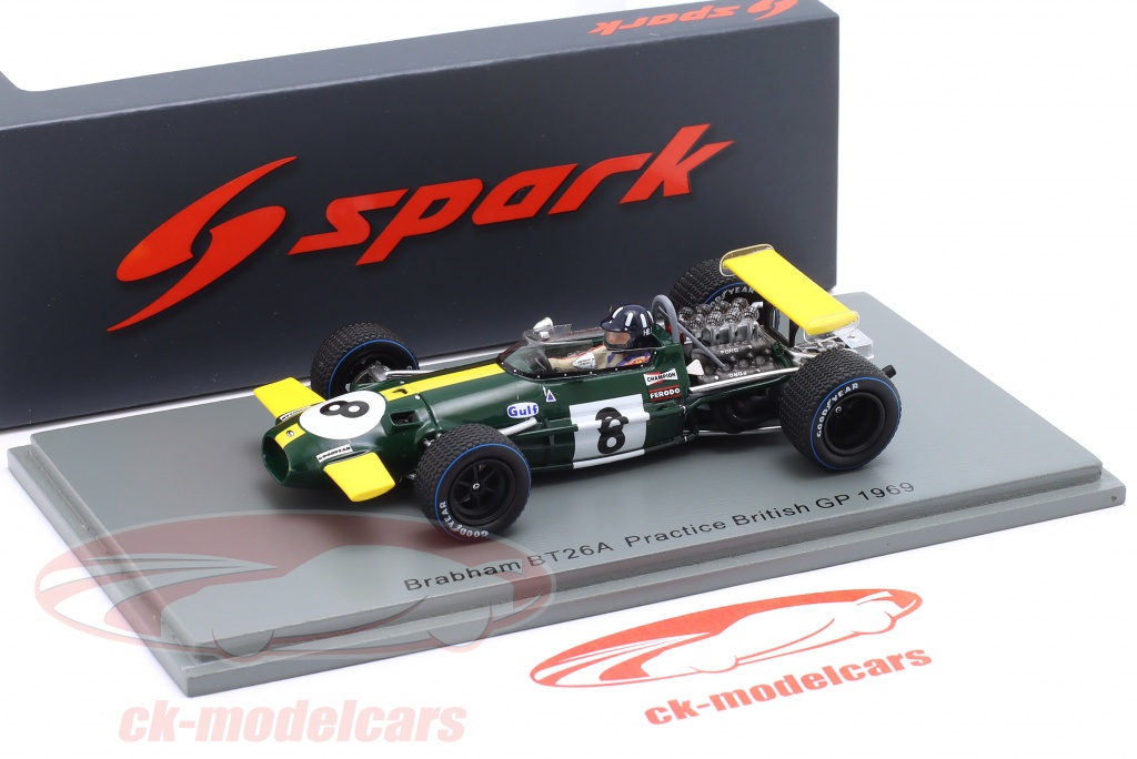 Spark 1:43 Graham Hill Brabham BT26A #8 Practice British GP формула 1 1969 S8319 модель ...