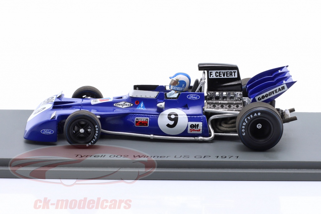 Spark 1:43 Francois Cevert Tyrrell 002 #9 Winner USA GP Formula 1 1971 S7215 model car S7215 ...