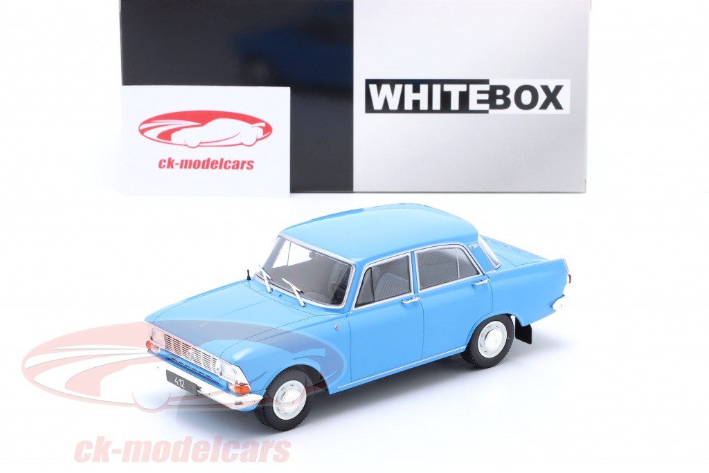 WhiteBox 1:24 Moskwitsch 412 year 1970 light blue WB124196 model car ...