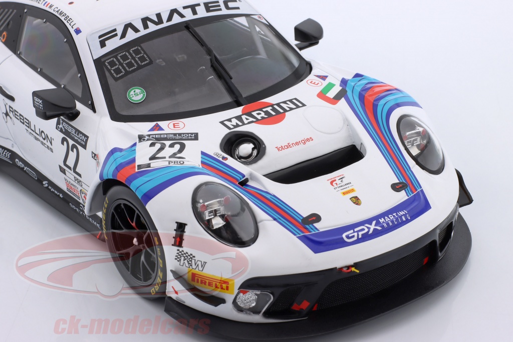 Ixo 1:18 Porsche 911 GT3 R #22 24h Spa 2021 Martini Racing GPX Bamber, Campbell, Jaminet LEGT18 ...