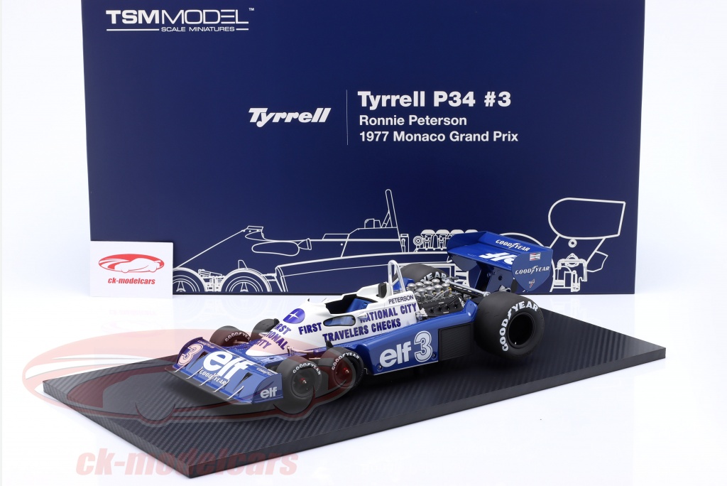 True Scale 1:12 Ronnie Peterson Tyrrell P34 #3 Monaco GP Formula 1 1977 TSM120012 model car ...