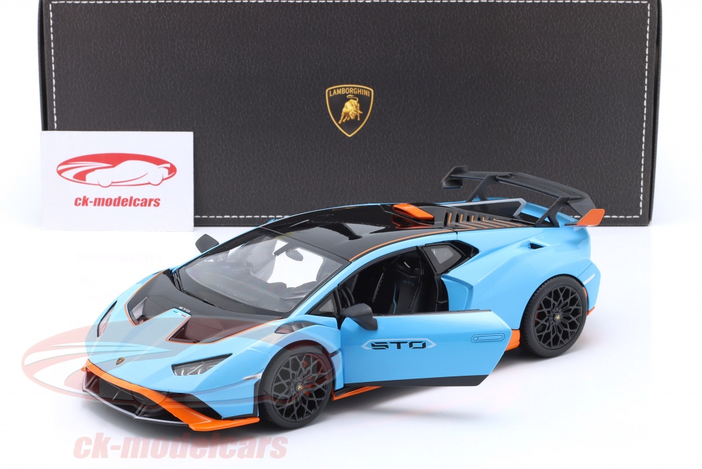 Rastar 1:18 Lamborghini Huracan STO year 2021 light blue / orange ...