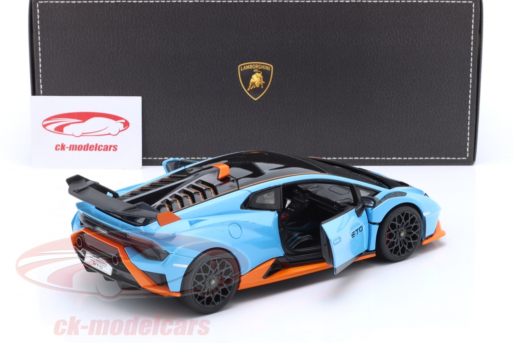 Rastar 1:18 Lamborghini Huracan STO year 2021 light blue / orange ...