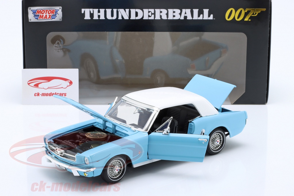 MotorMax 1:18 Ford Mustang 1/2 Tettuccio rigido 1964 Film James Bond ...
