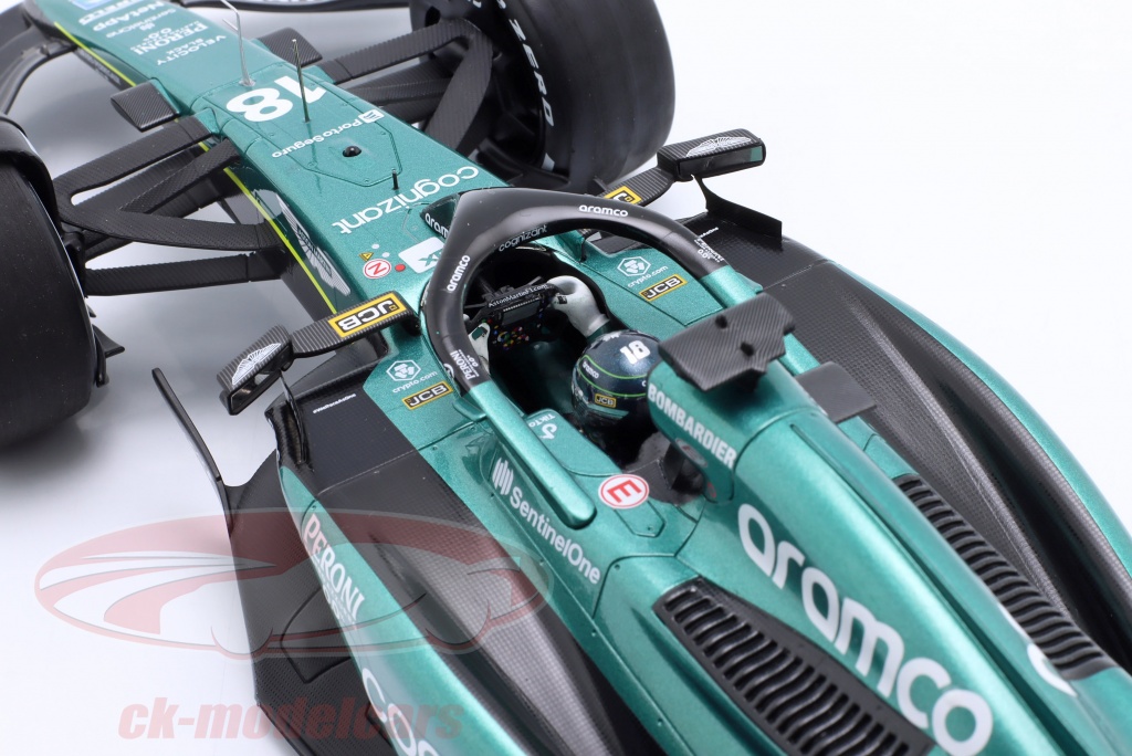 Spark 1:18 Lance Stroll Aston Martin AMR23 #18 6th Bahrain GP Formel 1 2023 18S891 Modellauto ...