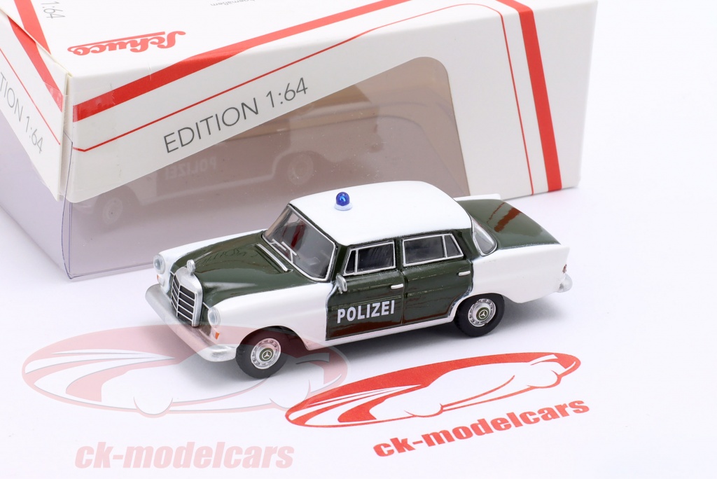 Schuco 1:64 Mercedes-Benz 200 (W110) Polizei 1961 grün / weiß 452027800 ...