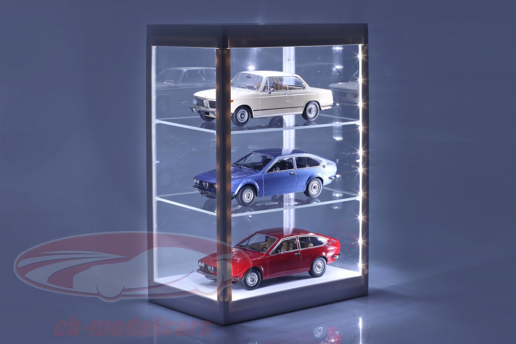 Single showcase with LED lighting for scale 1:18, 1:24, 1:43 white ...