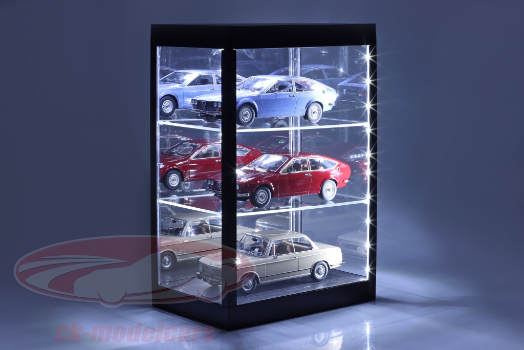 Single showcase with LED lighting and Mirror for scale 1:18, 1:24, 1:43 ...