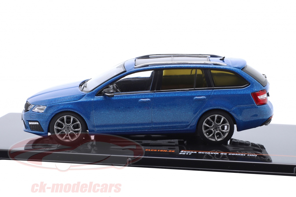 Ixo 1:43 Skoda Octavia RS MK3 Kombi Byggeår 2017 blå metallisk CLC518N ...