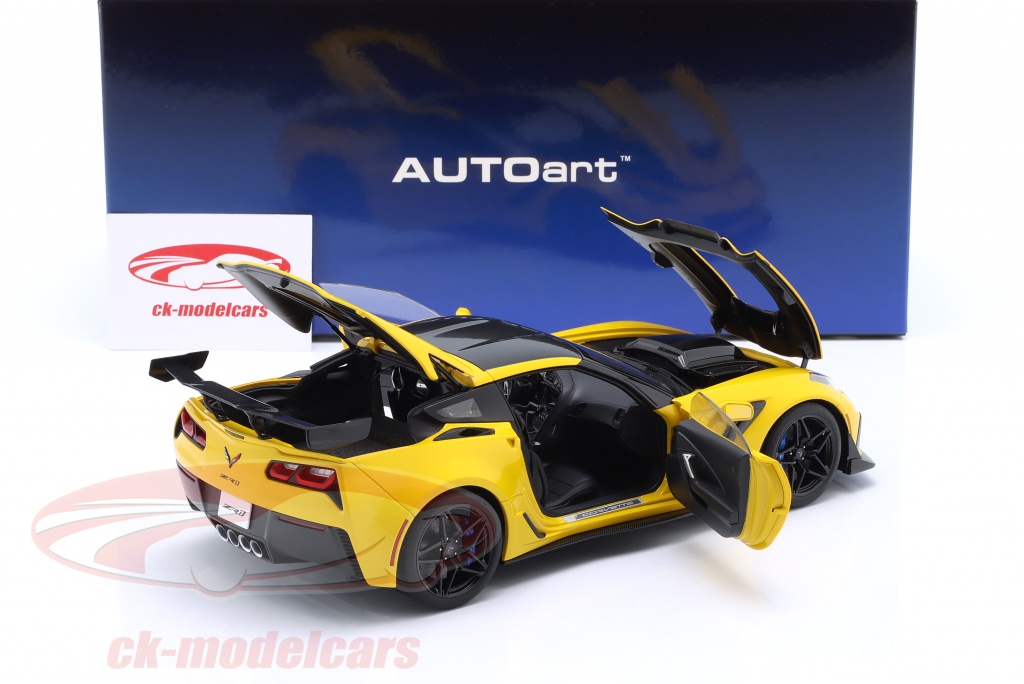 AUTOart 1:18 Chevrolet Corvette C7 ZR1 Bouwjaar 2019 racing geel 71278 ...