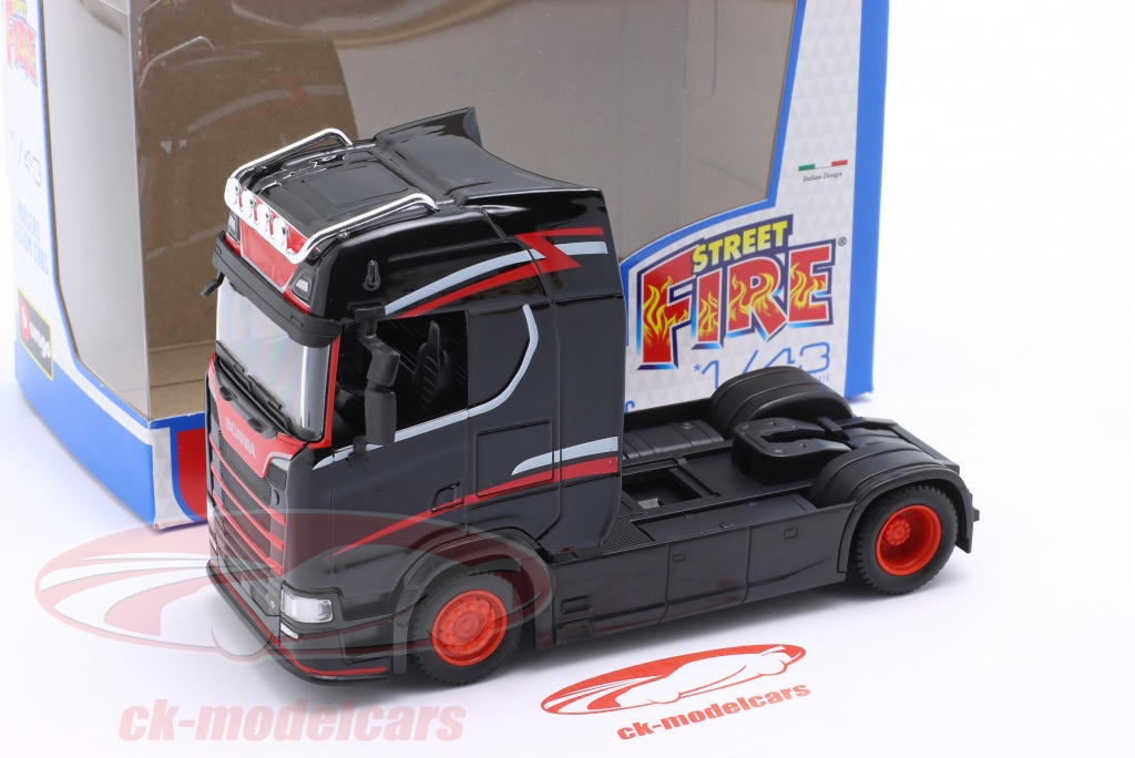 Bburago 1:43 Scania S730 Highline Cab Sattelzugmaschine schwarz mit Dekor 18-32207 Modellauto 18 ...