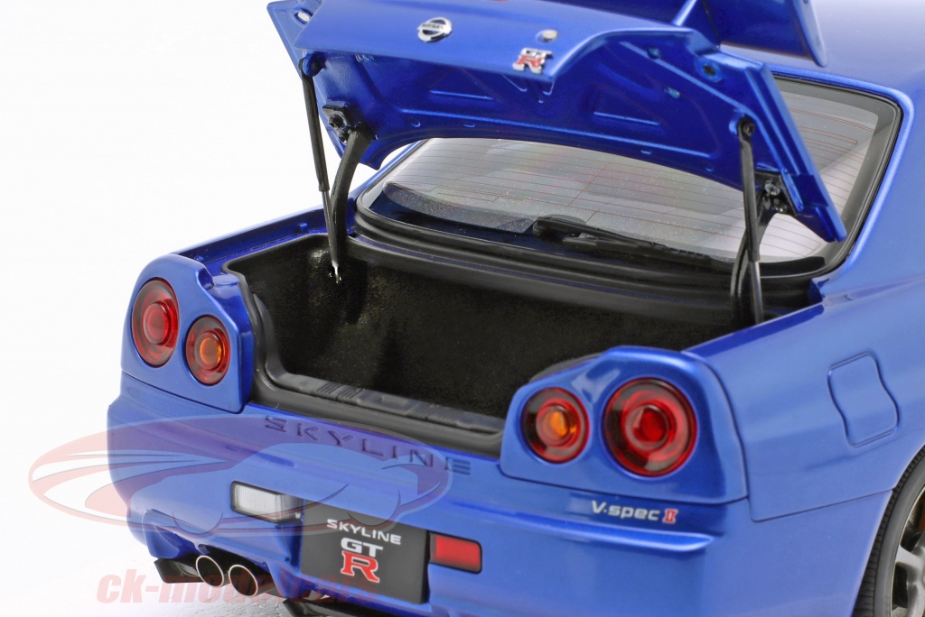 AUTOart 1:18 Nissan Skyline GT-R (R34) V-Spec II 建設年 2001 青 / 第二希望 CK87981 (2.Wahl) モデル 車 ...