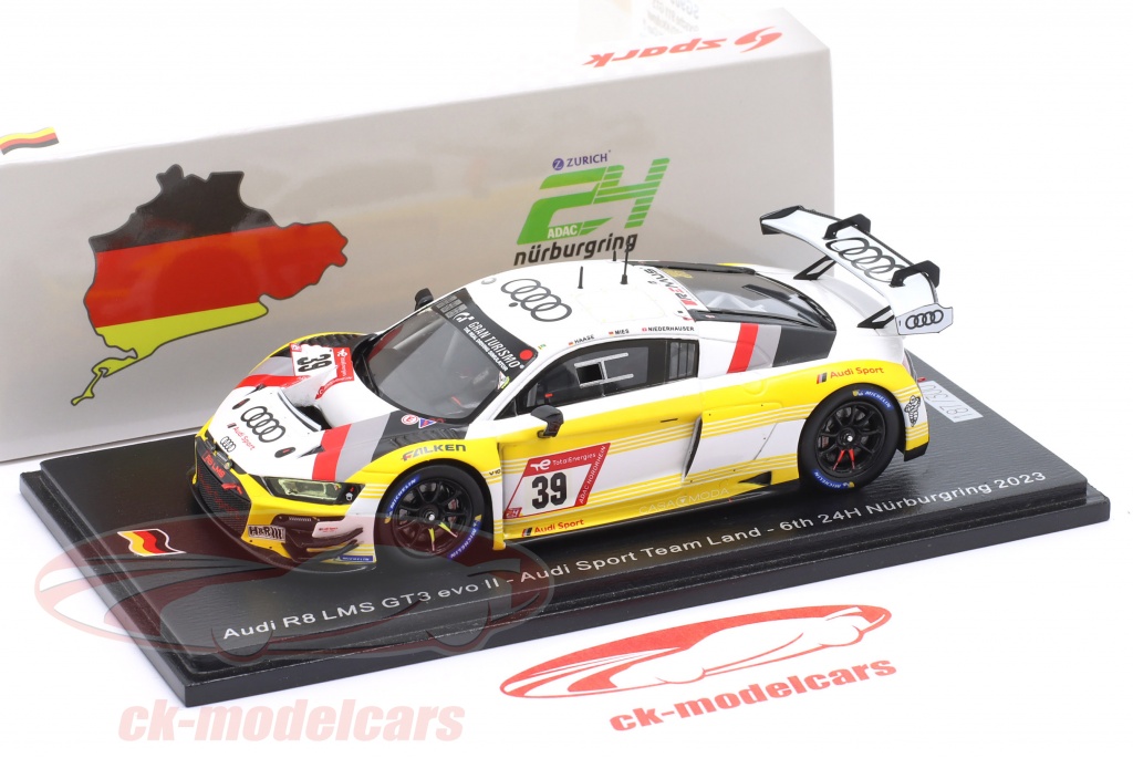 Spark 1:43 Audi R8 LMS GT3 evo II #39 6th 24h Nürburgring 2023 Team Land SG903 Modellauto SG903 ...